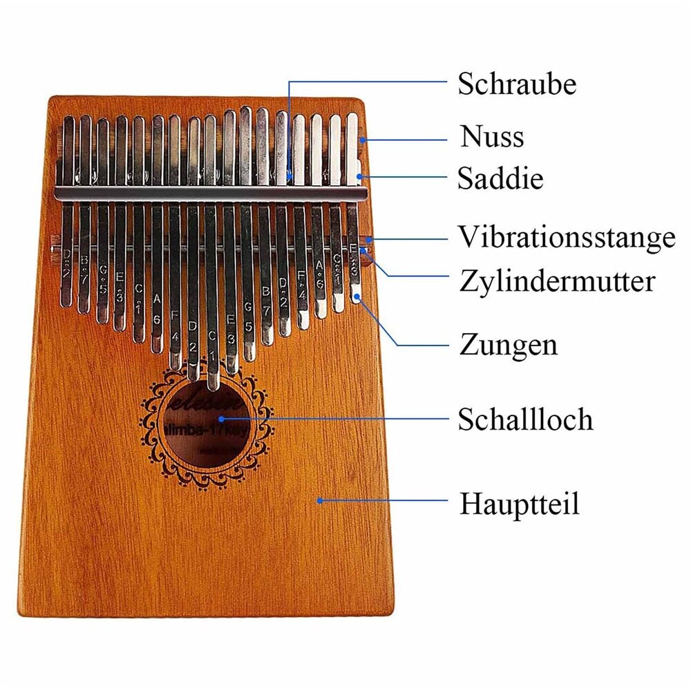 17 Keys Thumb Piano Wood Mahogany Mbira Body Music... – Grandado