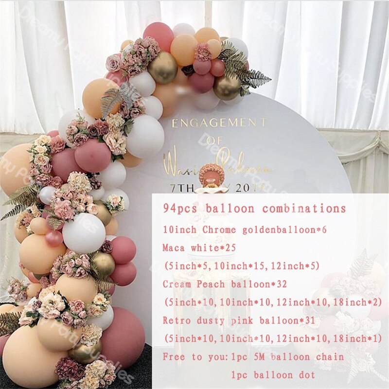 171pcs DIY Retro Dusty Pink Peach Balloon Garland ... – Grandado