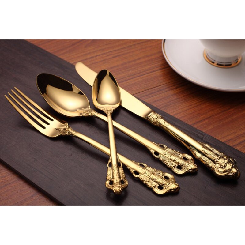 4 Pieces Western Style steak Knifes Forks Spoons D... – Grandado