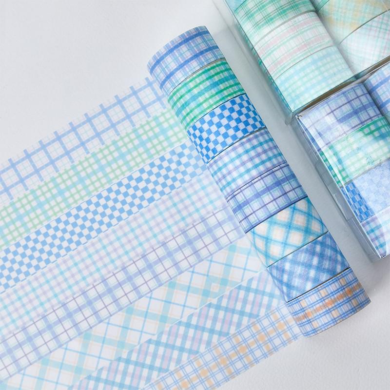 8 Rolls Colored Grid Washi Tape Set Writable Paper... – Vicedeal