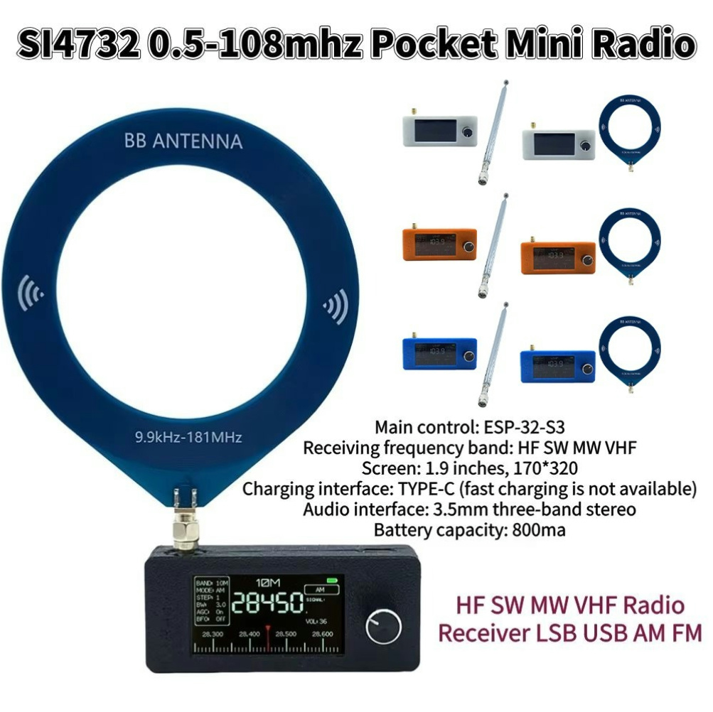 SI4732 0.5-108mhz Pocket Mini Radio HF SW MW VHF R... – Grandado