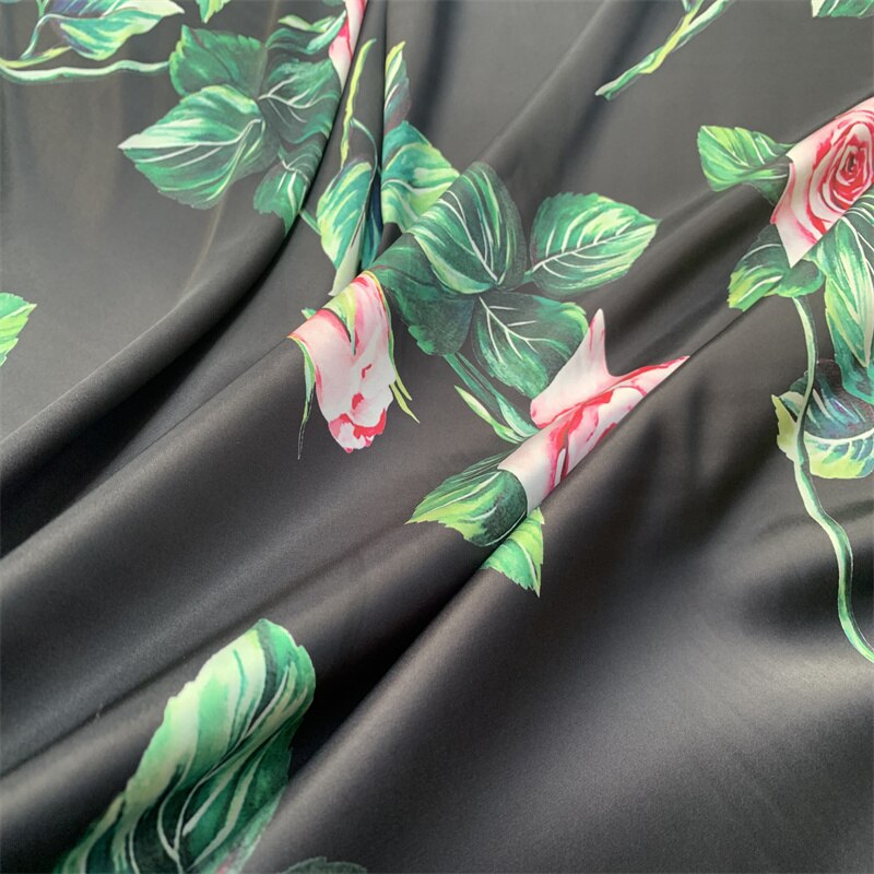 Mode Polyester Stretch Satijn Kleding Black Rose C... – Vicedeal