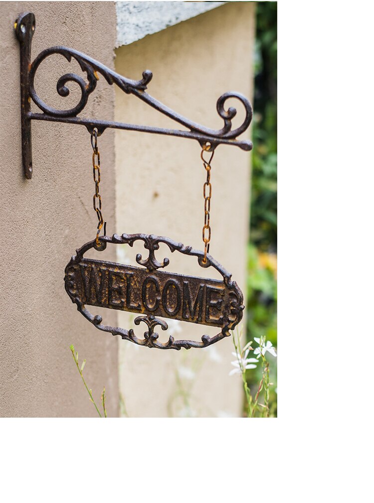 antique retro cast iron hanging welcome sign – Grandado