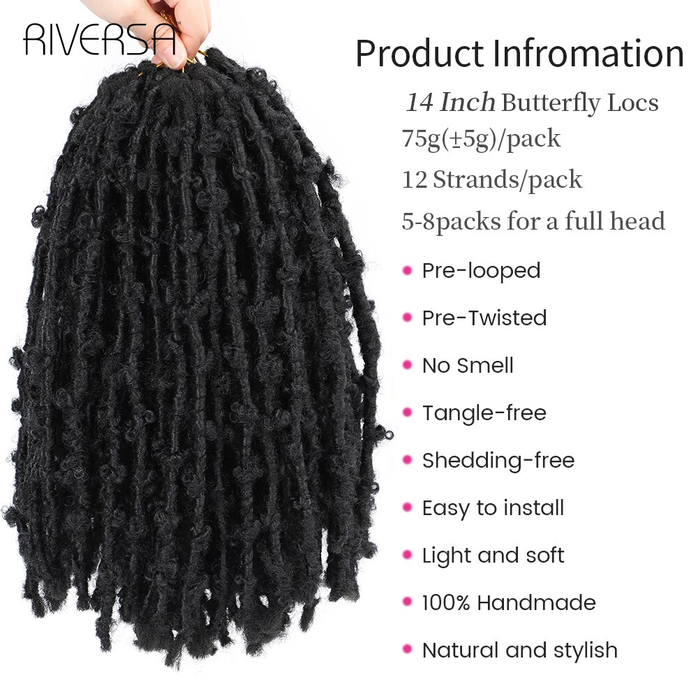 14 Inch 1-6 Packs Butterfly Crochet Locs Braids Ha... – Vicedeal
