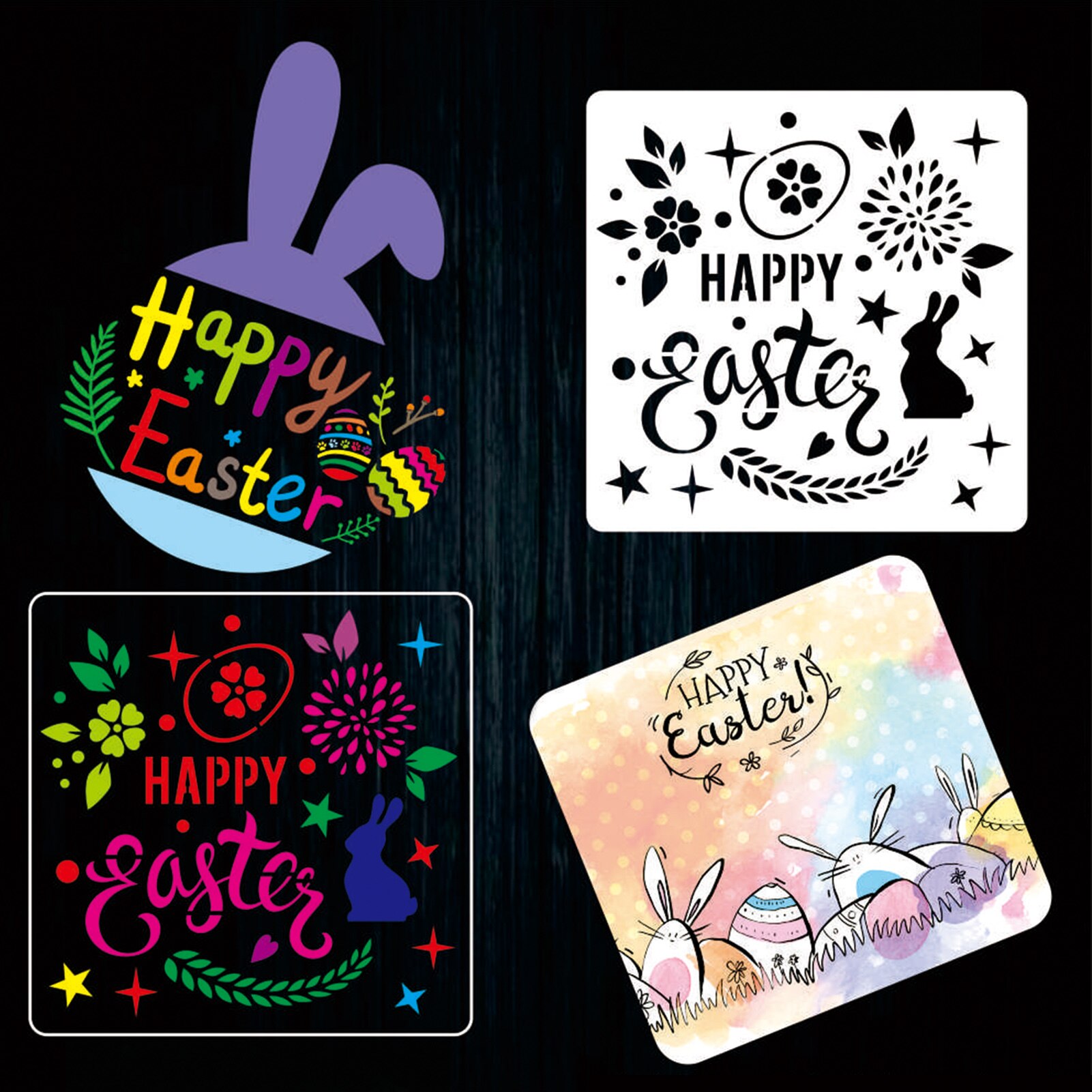 12Pcs Easter Drawing Painting Stencils Template Se... – Grandado
