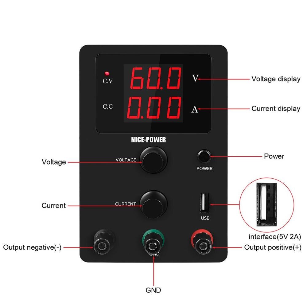Usb Dc Laboratorium 60V 5A Gereglementeerde Lab Vo... – Vicedeal