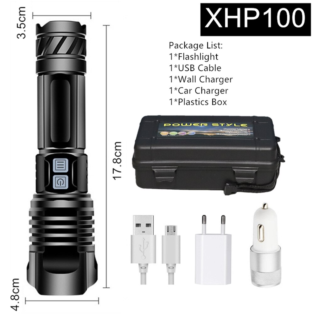 Linterna LED XHP100 portátil de gran potencia, lin... – Vicedeal