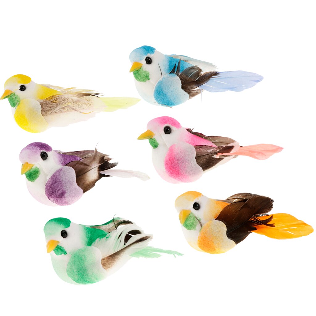 Set of 6 Artificial Foam Birds for Decoration, Flo... – Grandado