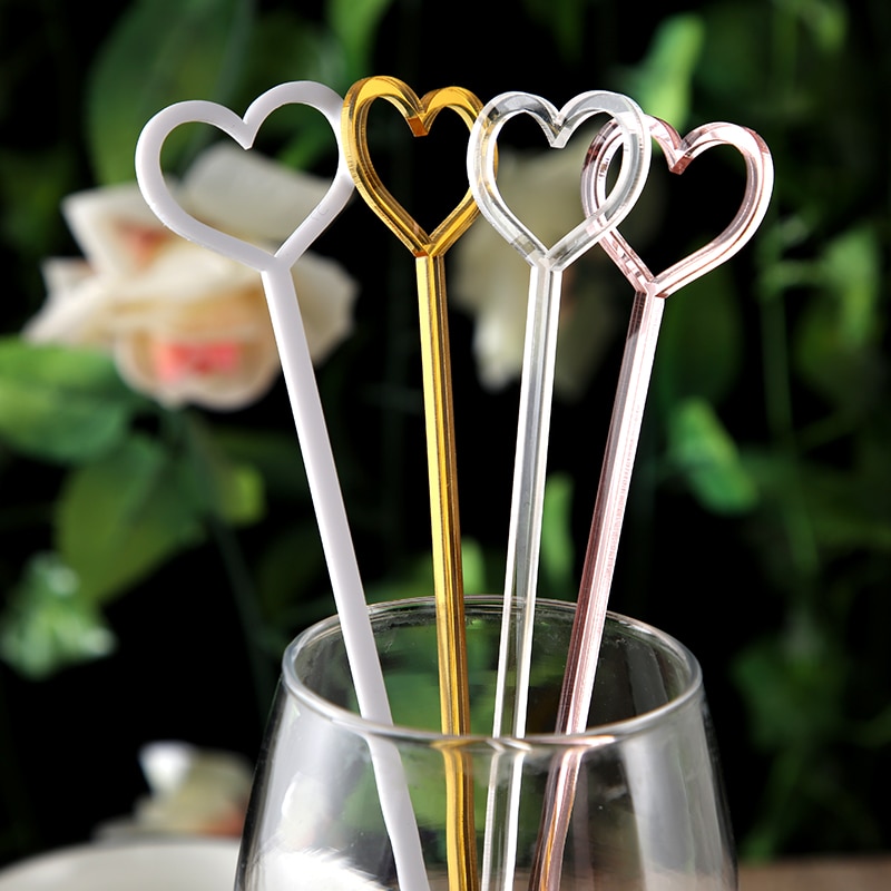 Party picks table centerpiece Heart Drink stirrers... – Grandado