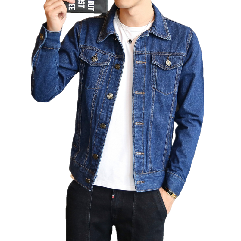 Denim Jas Mens Solid Casual Slim Bomber Jas Mode L... – Grandado