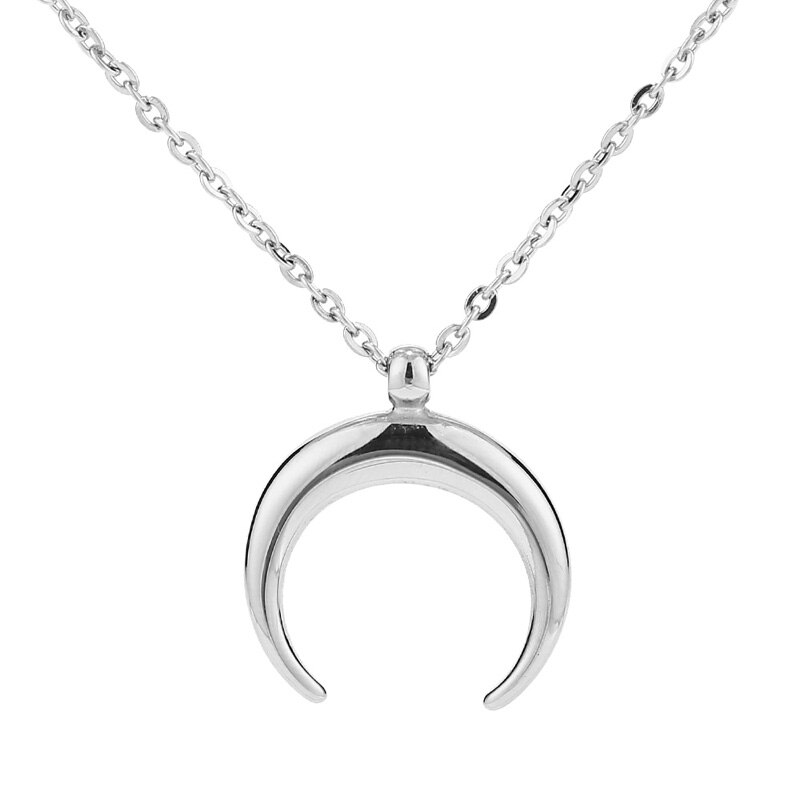 stainless steel Moon Chain Necklace Half Moon Pend... – Grandado