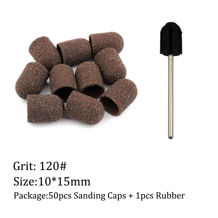 50Pcs/Set 120# Grit Nail Sanding Caps Rubber Grip ... – Grandado