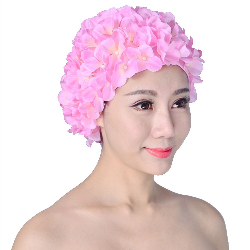 Women Solid Swimming Cap Flower Protection Long Ha... – Grandado