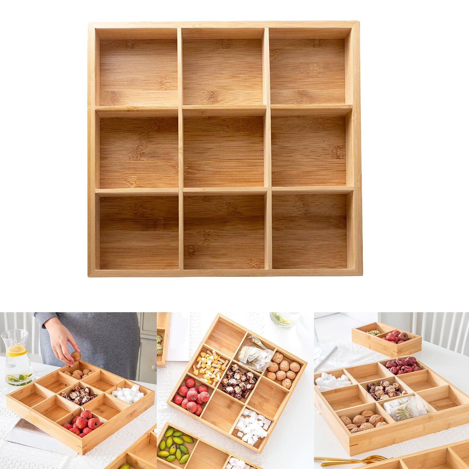 Wooden Food Plate Nuts Serving Tray Dry Fruits Sna... – Vicedeal