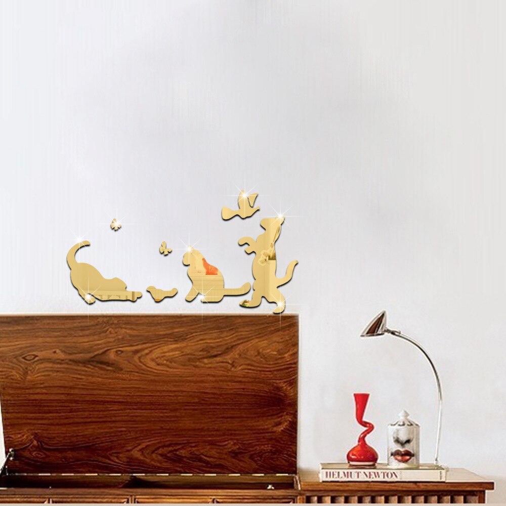 Cat Butterfly Mirrors Wall Sticker Aesthetic Room ... – Grandado