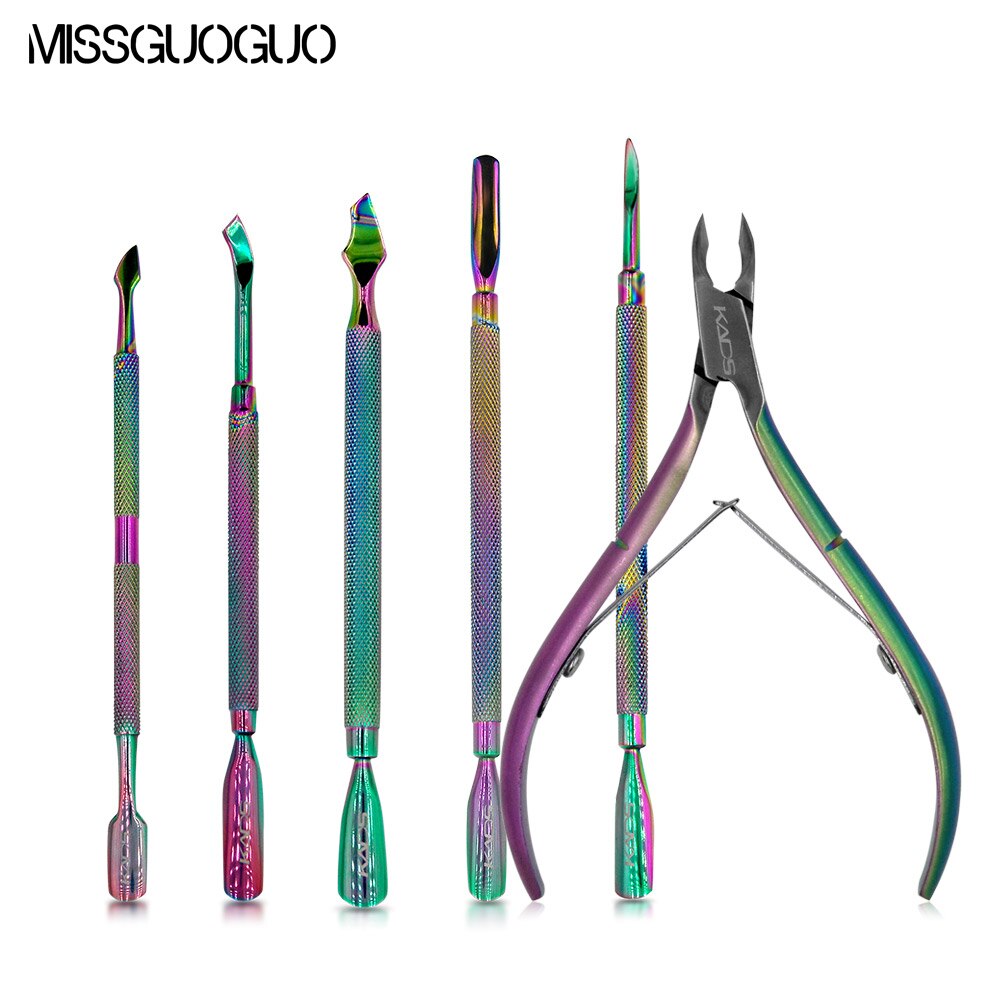Missguoguo Rainbow Tungsten Steel Nail Cuticle Pus... – Grandado
