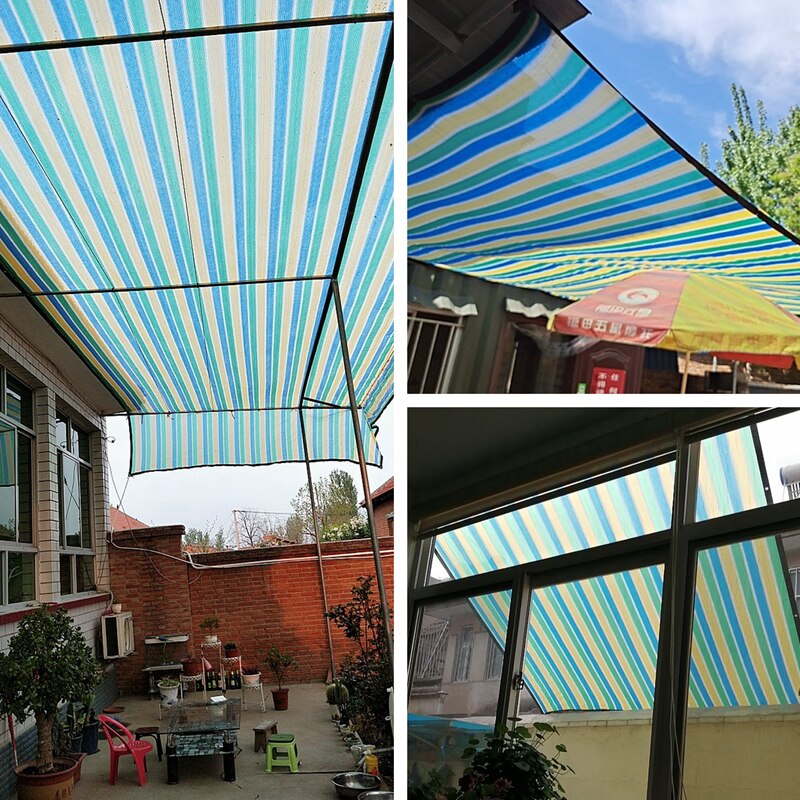 Colourful Stripe Sun Shade Net Outdoor Courtyard V... – Grandado