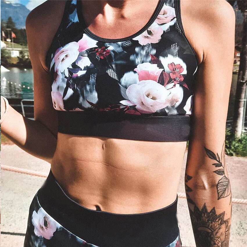 Pad Floral 2 Piece Cute Pink Printing Yoga Set Wom... – Grandado