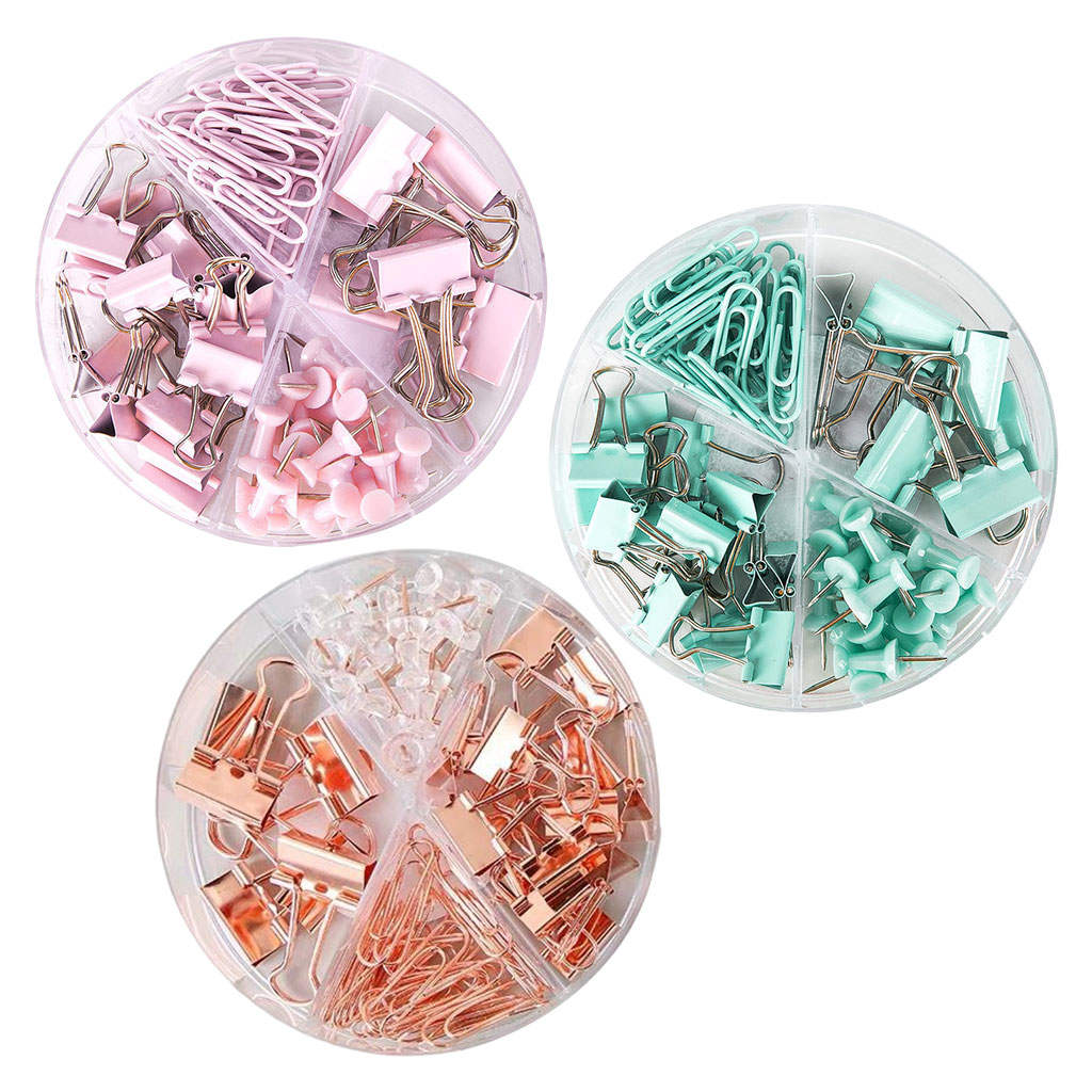72 Pieces Binder Clips Kits Paper Clips Push Pins ... – Vicedeal