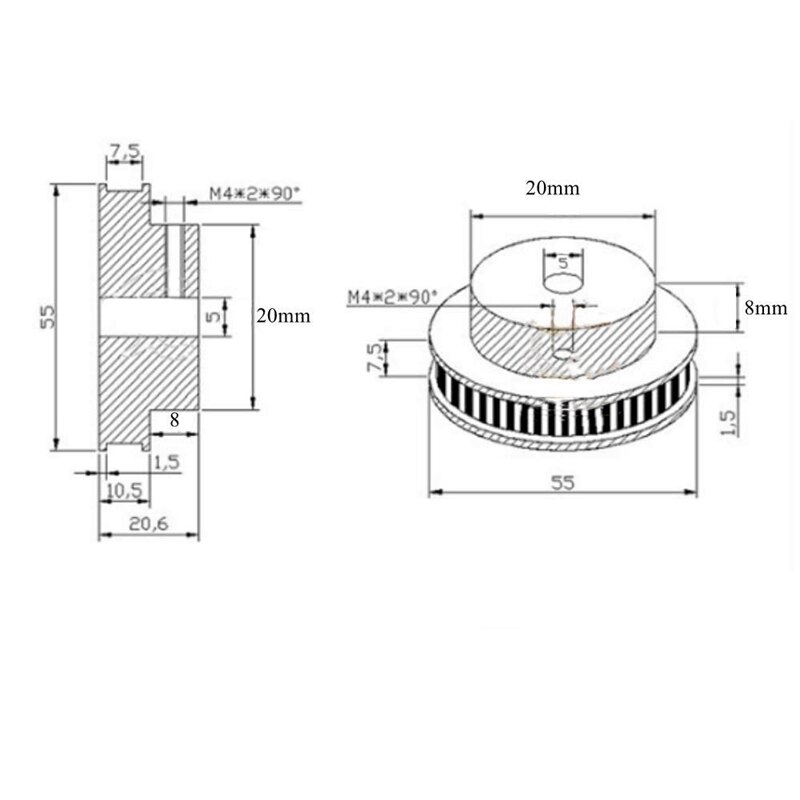 JFBL 5mm Bore GT2 80T Pulley Synchronous Wheel 2GT... – Grandado