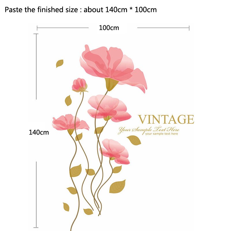 Romantic Pink Flower Wall Sticker Living room Bedr... – Grandado