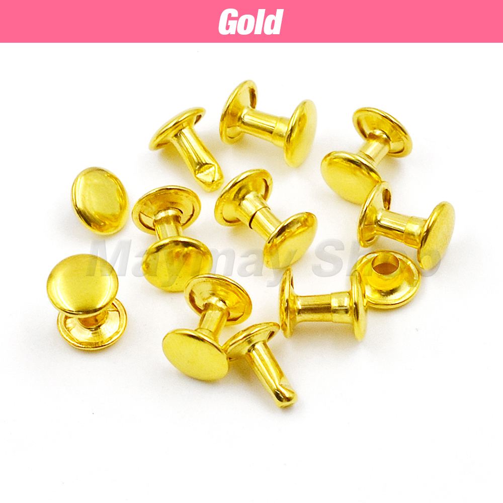 50pcs 6x6mm Double Cap Rivets Metal Stud Round Nai... – Grandado