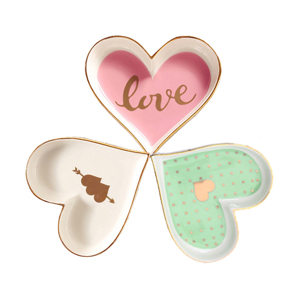 3PCS Ceramic Love Heart Plate Set,Sweet Decorative... – Grandado