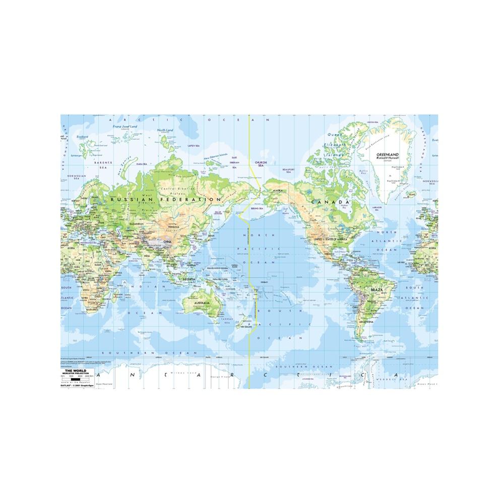 A2 Size The World Map Mercator Projection Fine Can... – Grandado