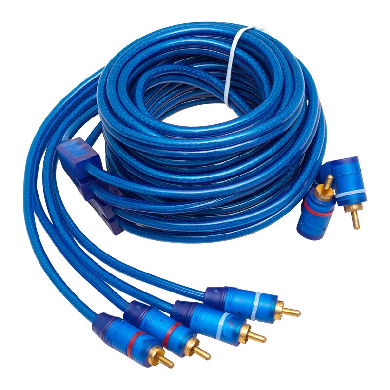 2 RCA MALE + 4 RCA MALE 5 METERS BLUE CABLE POWERM... – Grandado