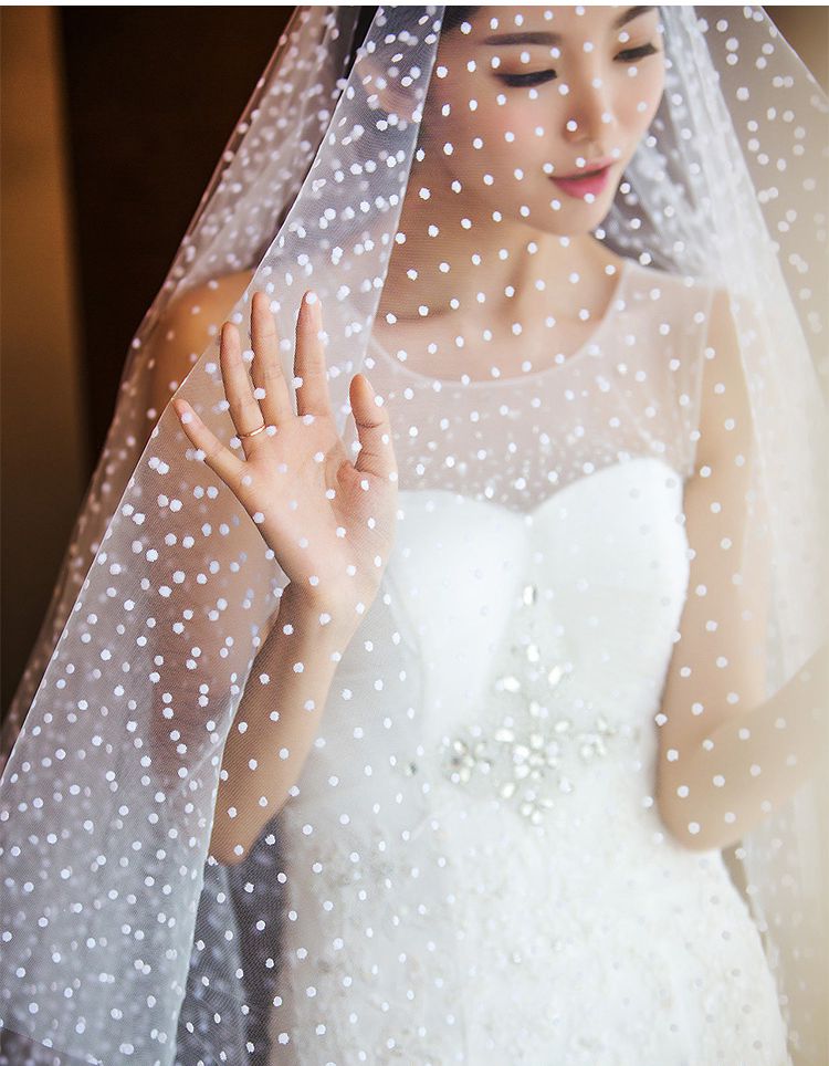 3M Lengte Dots Tulle Wedding Veil Tulle 1T Witte B... – Grandado