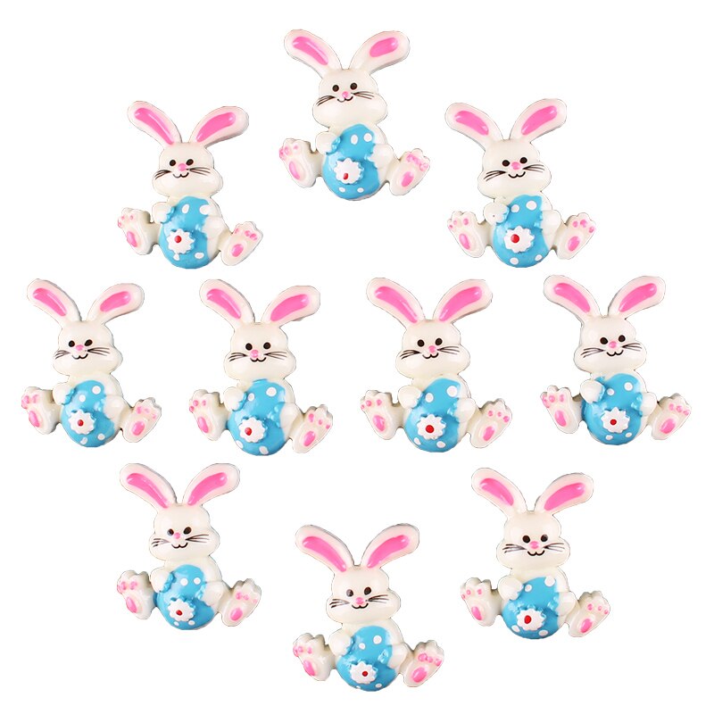 50pcs Easter Bunny Rabbit with Blue Egg Resin Scra... – Grandado