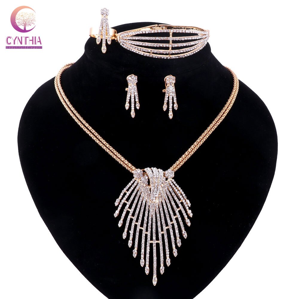 Dames 2 kleuren goud verzilverd sieraden sets tren... – Grandado