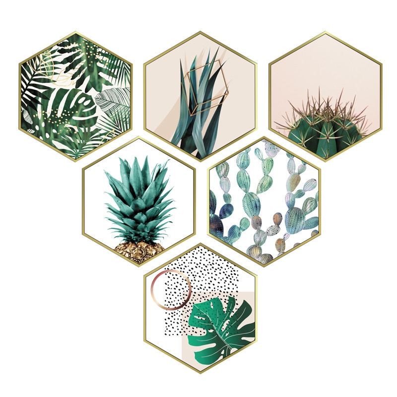 Green Plants Hexagon Photo Frame Wall sticker for ... – Vicedeal