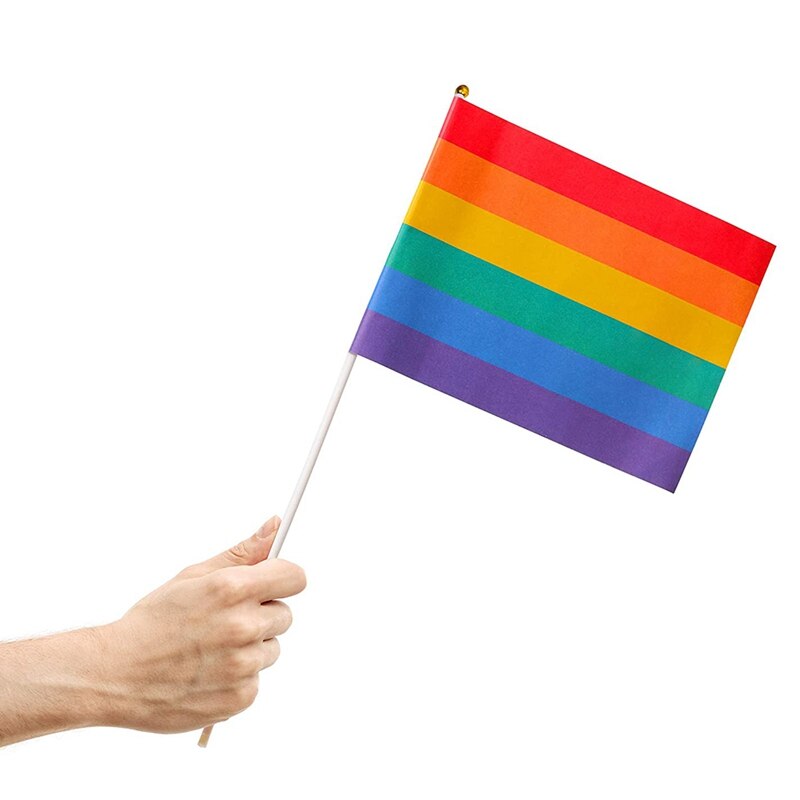 15 Rainbow Hand Flags For Waving - Stick Flags - M... – Grandado