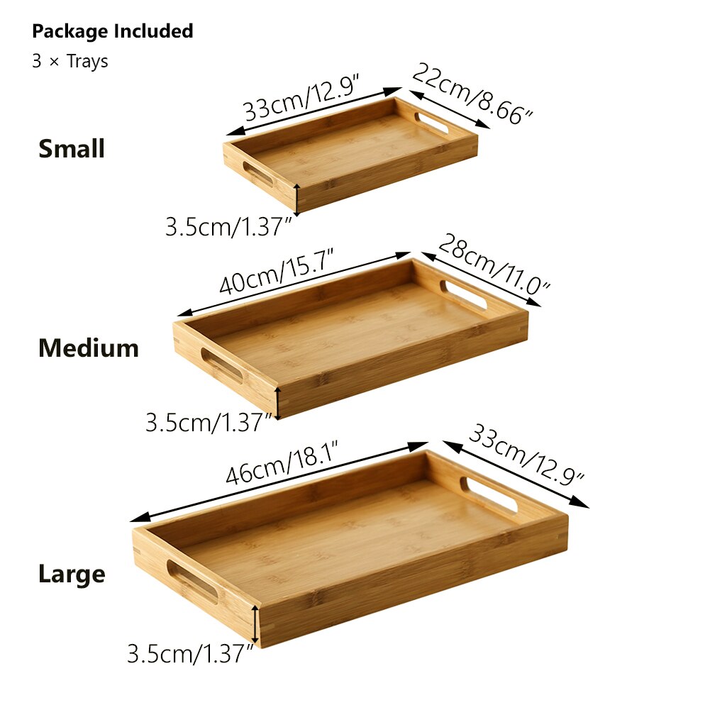 Bamboo Serving Trays Raised Edges Wooden Carry Han... – Grandado