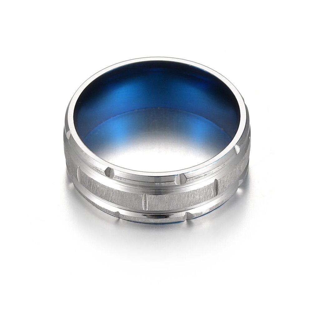 Brushed Simple Titanium Ring Men Blue High Polishe... – Grandado