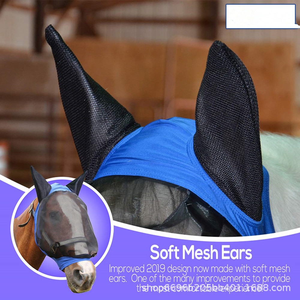 Horse Fly Mask Ear Cover Full Face Armour Mesh Pet... – Grandado