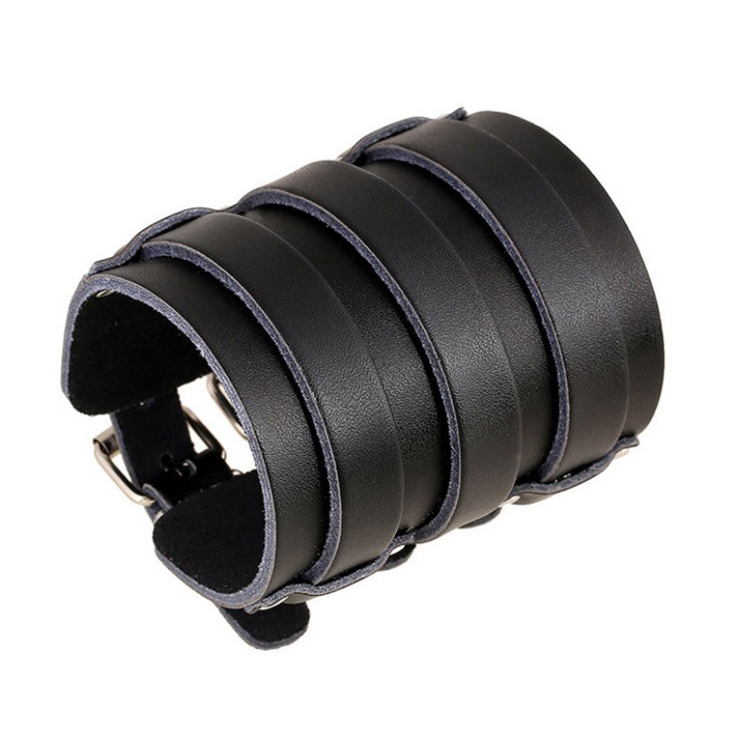Retro Lederen Armband Mannen Brede Punk Armband Ge... – Vicedeal