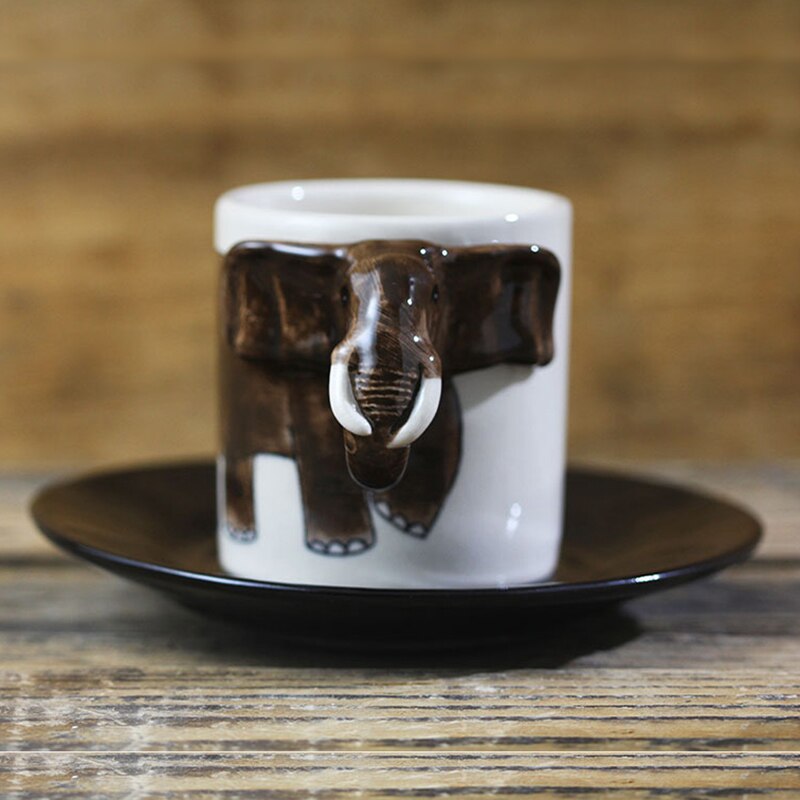 animal ceramic cup cartoon elephant mug hand-paint... – Grandado