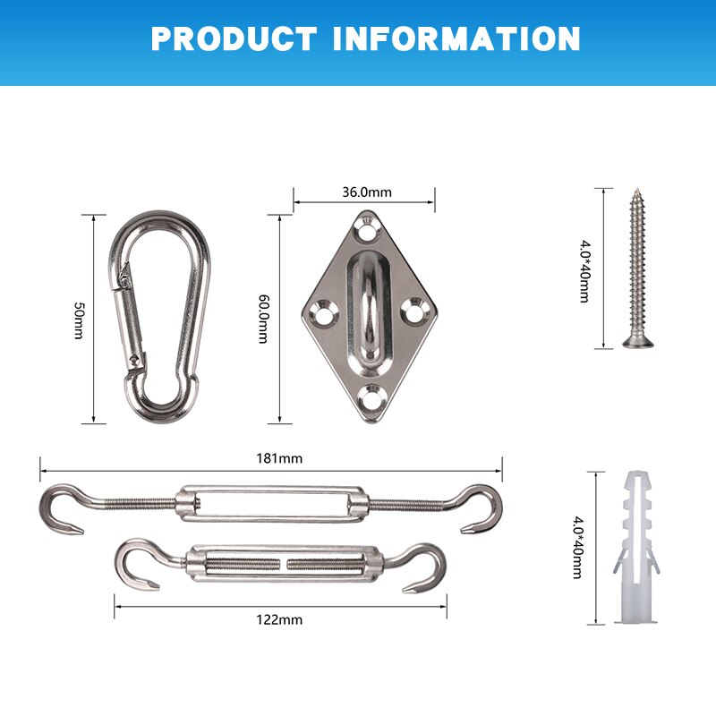 Rvs 304 Zon Shade Sail Canopy Bevestiging Accessoi... – Grandado