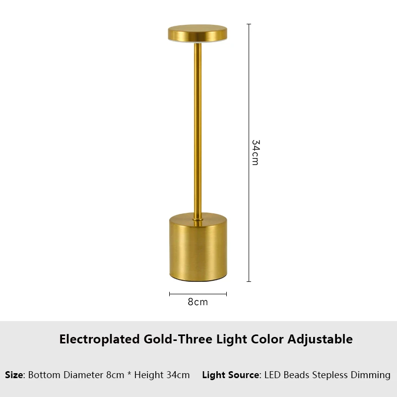 LED Rechargeable Touch Metal Table Lamp Three Colo... – Grandado