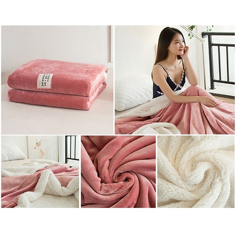 Explosive style coral fleece blanket thick and war... – Grandado