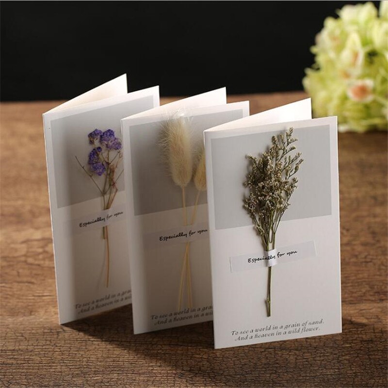 10Pcs/Set Dried Flower Greeting Card Universal Tha... – Grandado