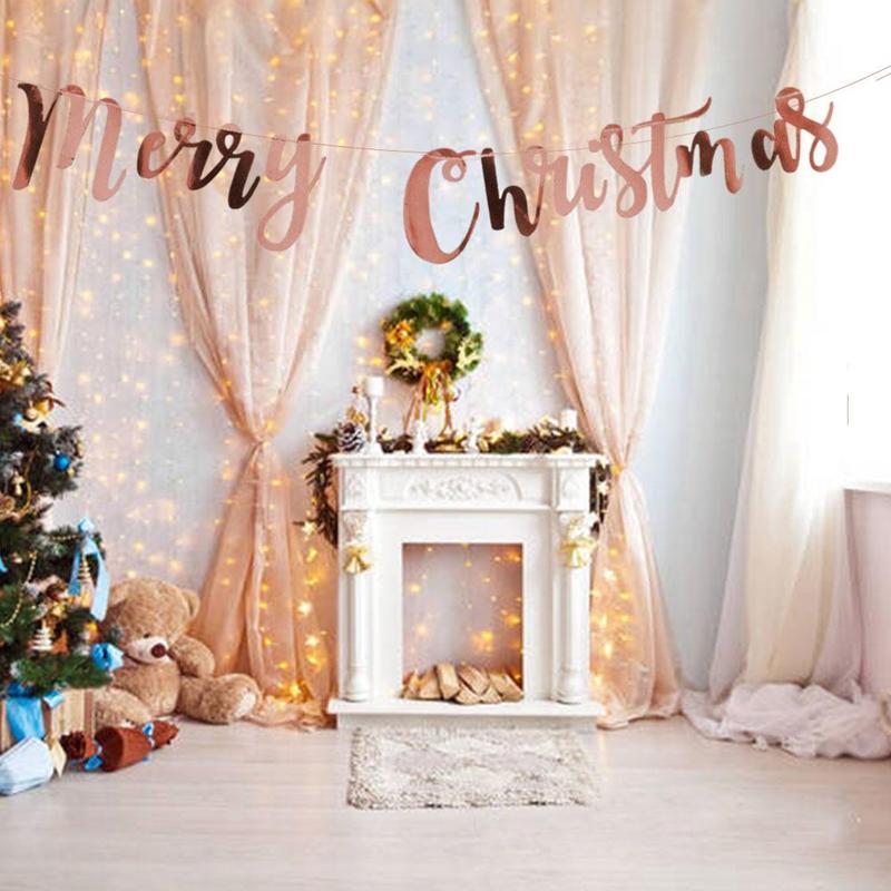 Merry Christmas Banner Garland Bunting Party Led B... – Grandado