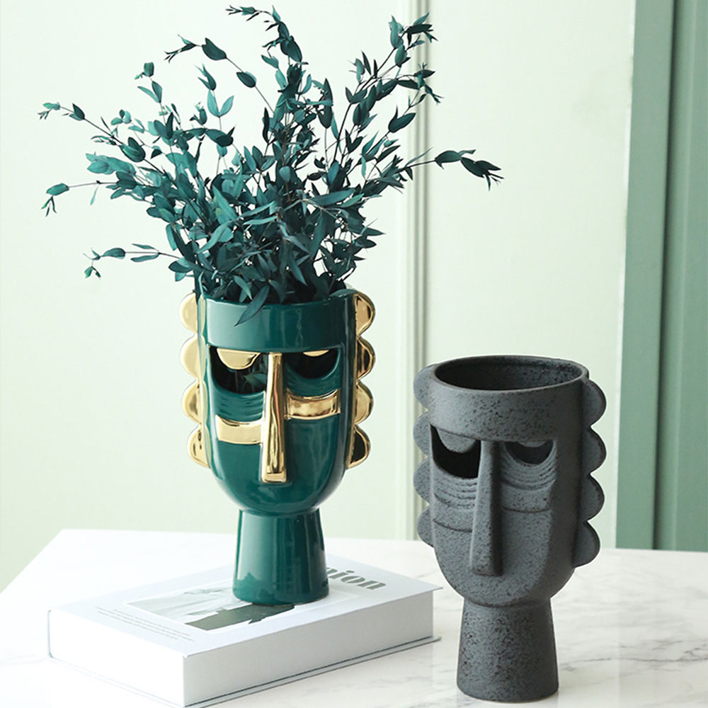 Ceramic Sculpture Human Face Vase Flower Pot Vases... – Vicedeal