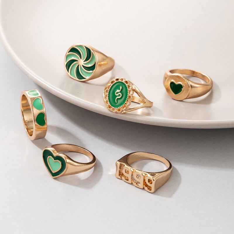 docona Colorful Heart Couple Rings Set for Women M... – Grandado