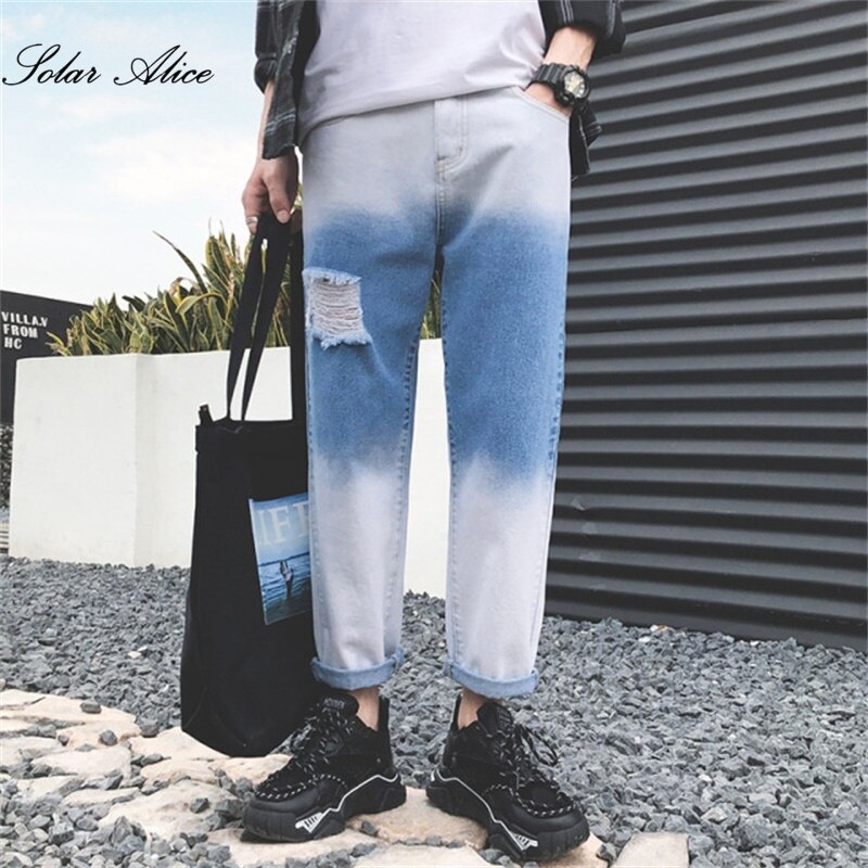 Men's Spring Mid-Rise Straight-Leg Jeans Color... – Grandado