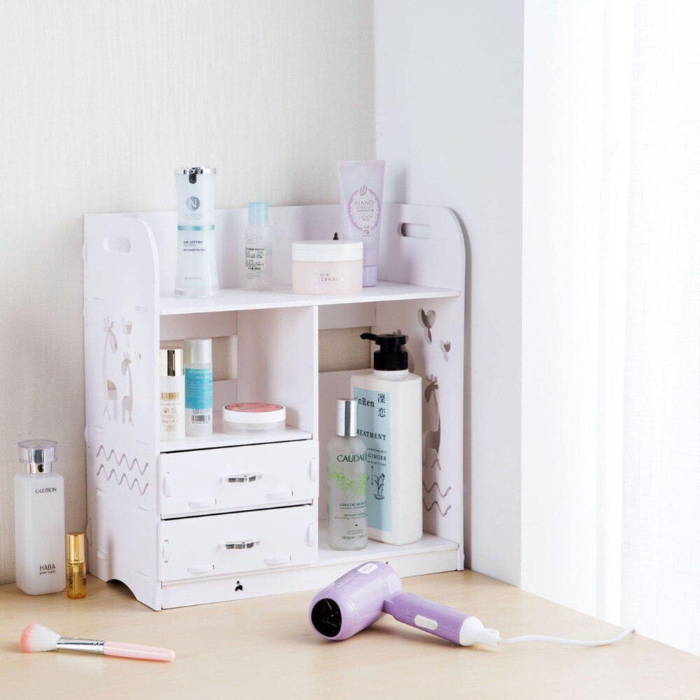 White Color 2 Drawers Bookcase Makeup Cosmetic Sto... – Grandado