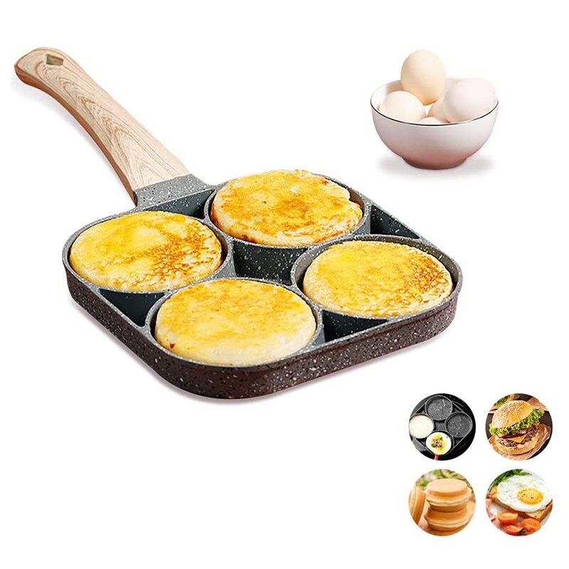 Upors 4 Hole Ei Pan Non Stick Omelet Pan Met Houte... – Grandado