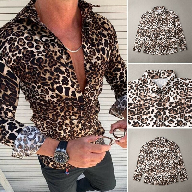 style leopard print party club wedding clothes men... – Grandado